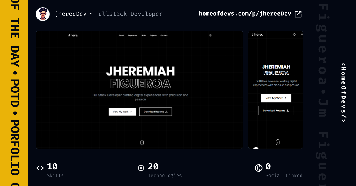 jhereeDev - Fullstack Developer - Jm Figueroa | HomeOfDevs