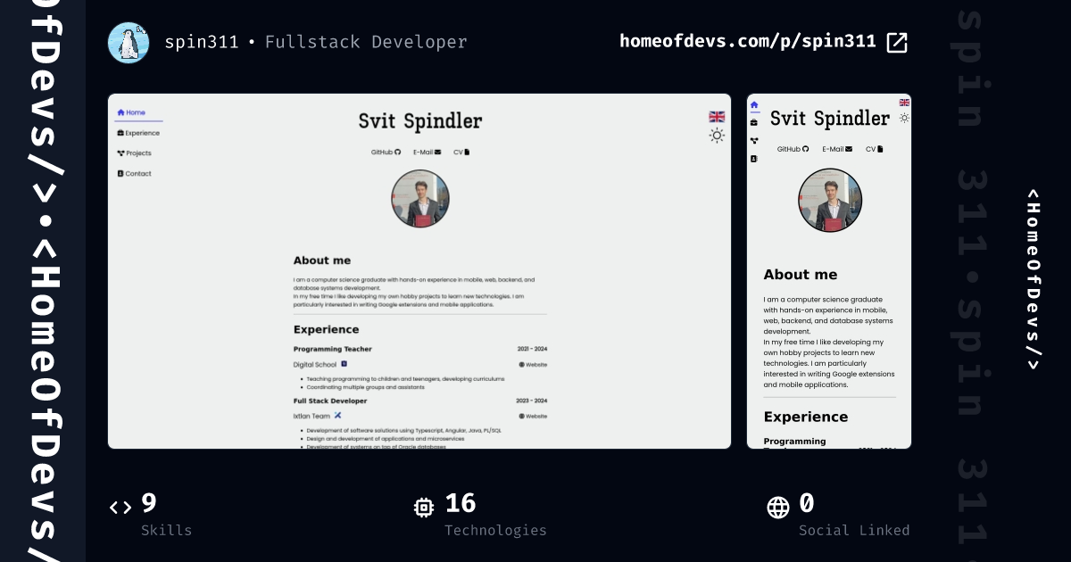 spin311 - Fullstack Developer - spin 311 | HomeOfDevs